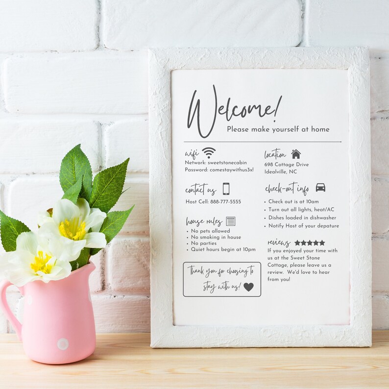 Custom Welcome Sign for Airbnbs Personalized Vacation Rental - Etsy