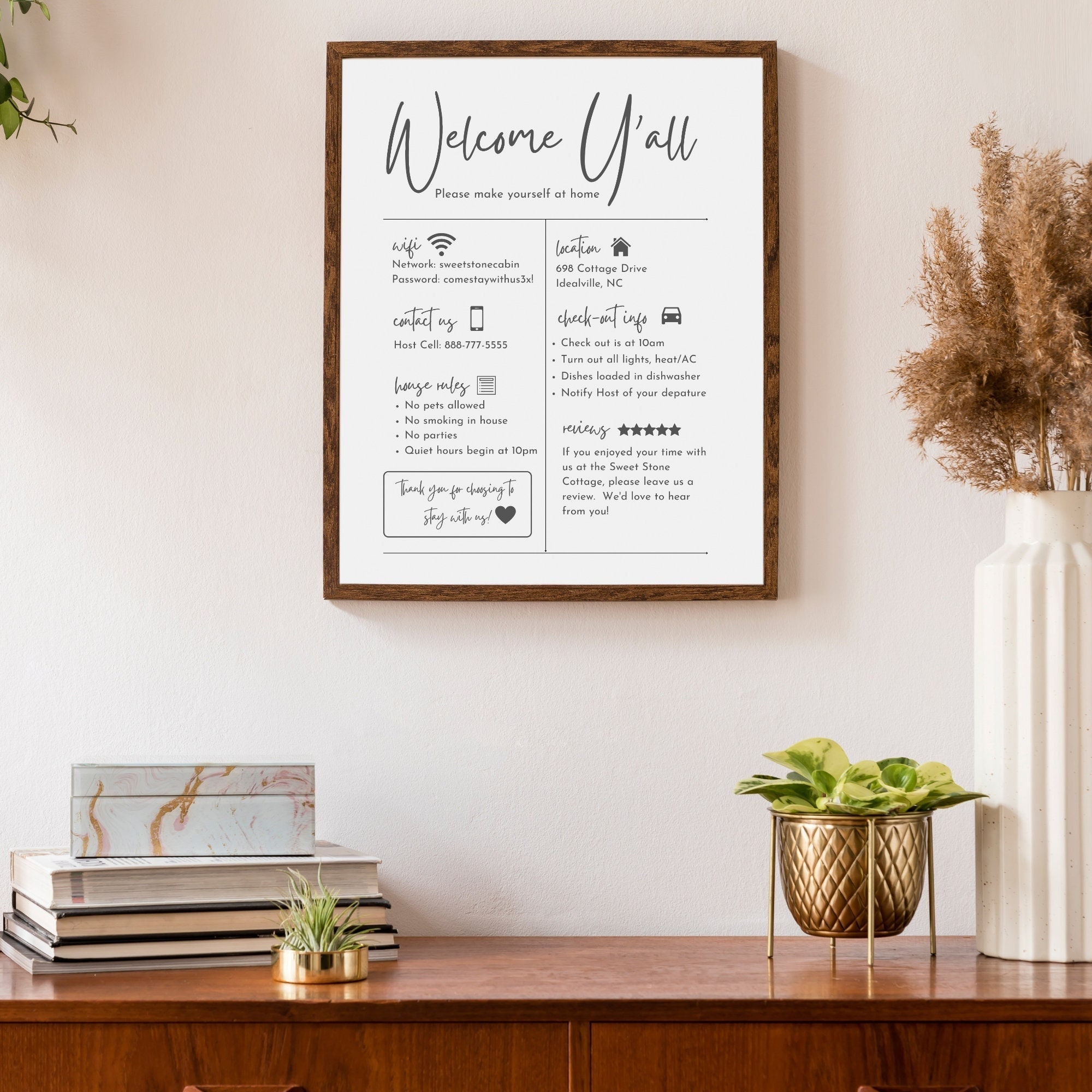 Airbnb Welcome Sign, Vacation Rental Printable, Editable Template ...