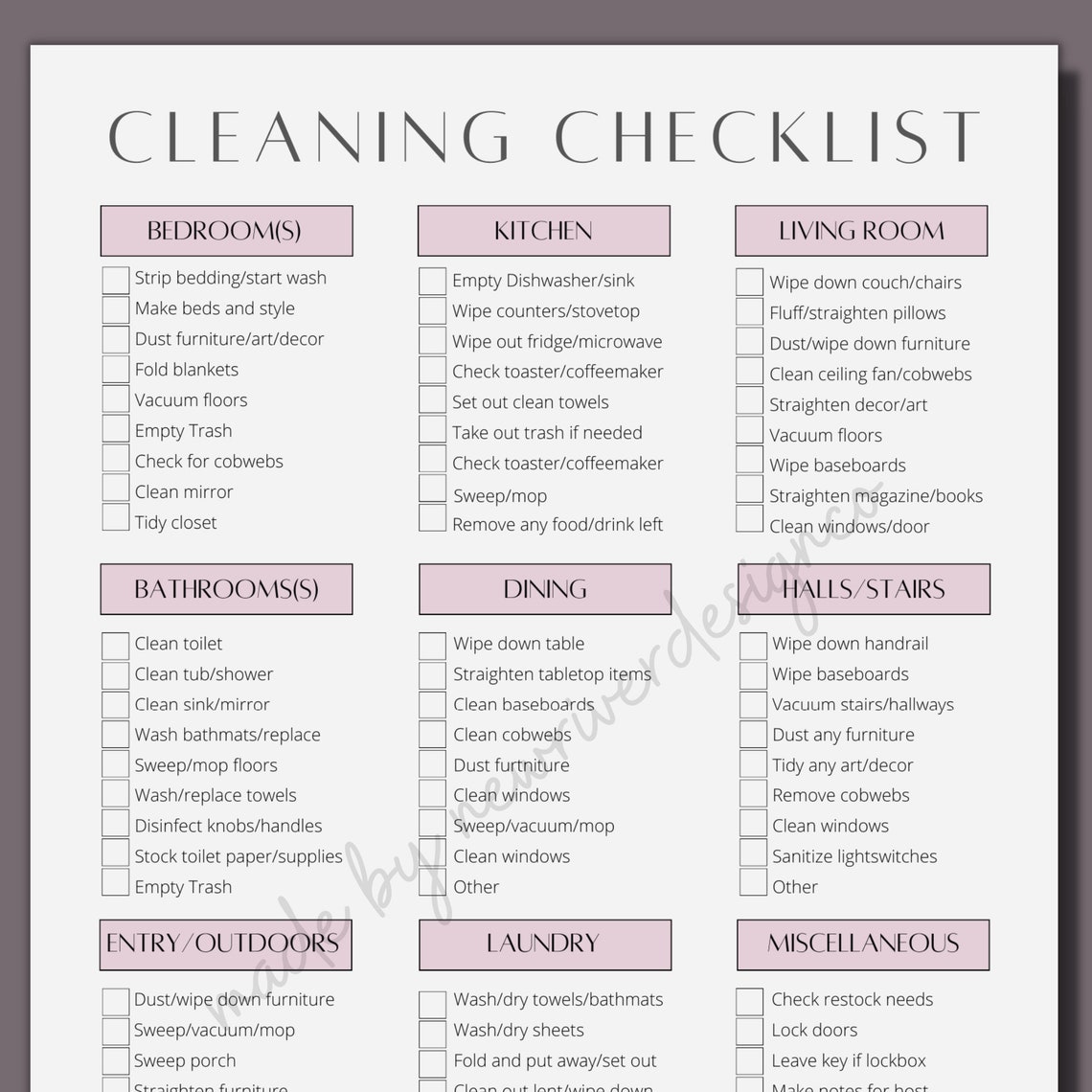 Airbnb Cleaning Checklist Template: Editable Vacation Rental Host List ...