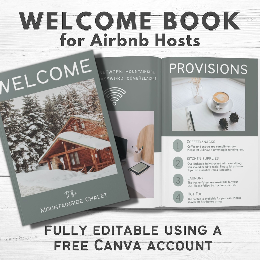 Vacation Rental Welcome Book Template: Airbnb Host Guide (canva, 8.5x11 ...
