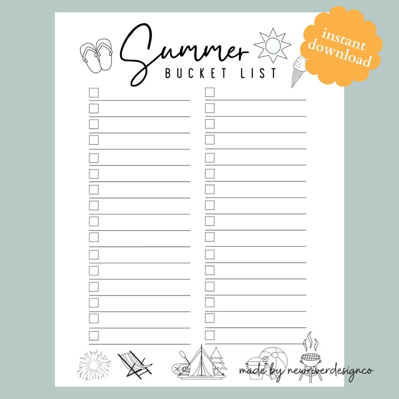 Summer Bucket List: Family Fun Checklist (digital Download) - Etsy