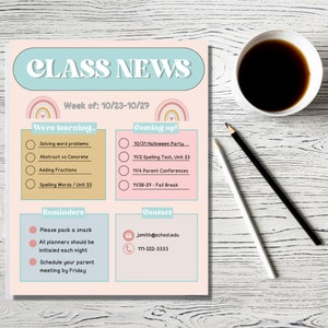 Classroom Newsletter Template, Back to School, Editable Classroom ...