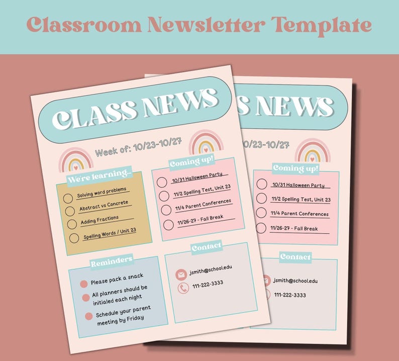 Boho Classroom Newsletter Template: Editable Teacher Handout (digital ...