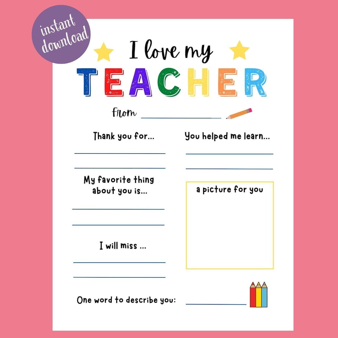 Teacher Appreciation Card: Fill-in Printable Gift (digital Download) - Etsy
