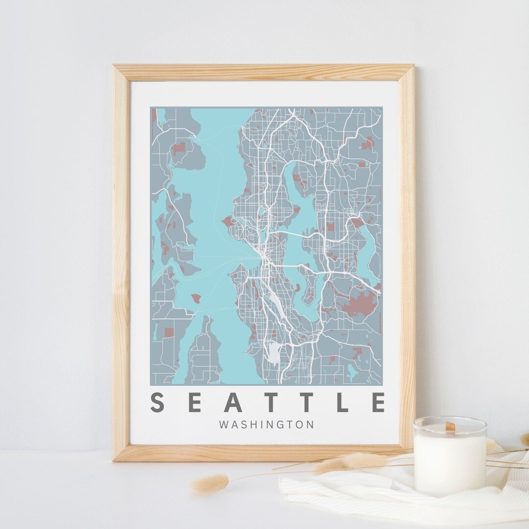 Seattle Map Art Print: Washington State City Map (digital Download) - Etsy