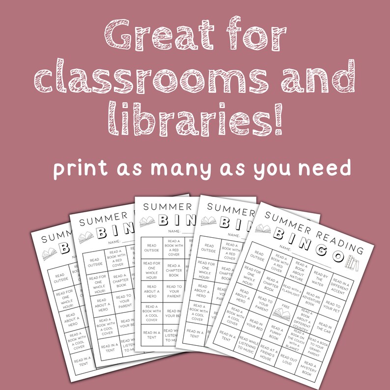 Summer Reading Bingo Challenge for Kids (PDF) - Etsy