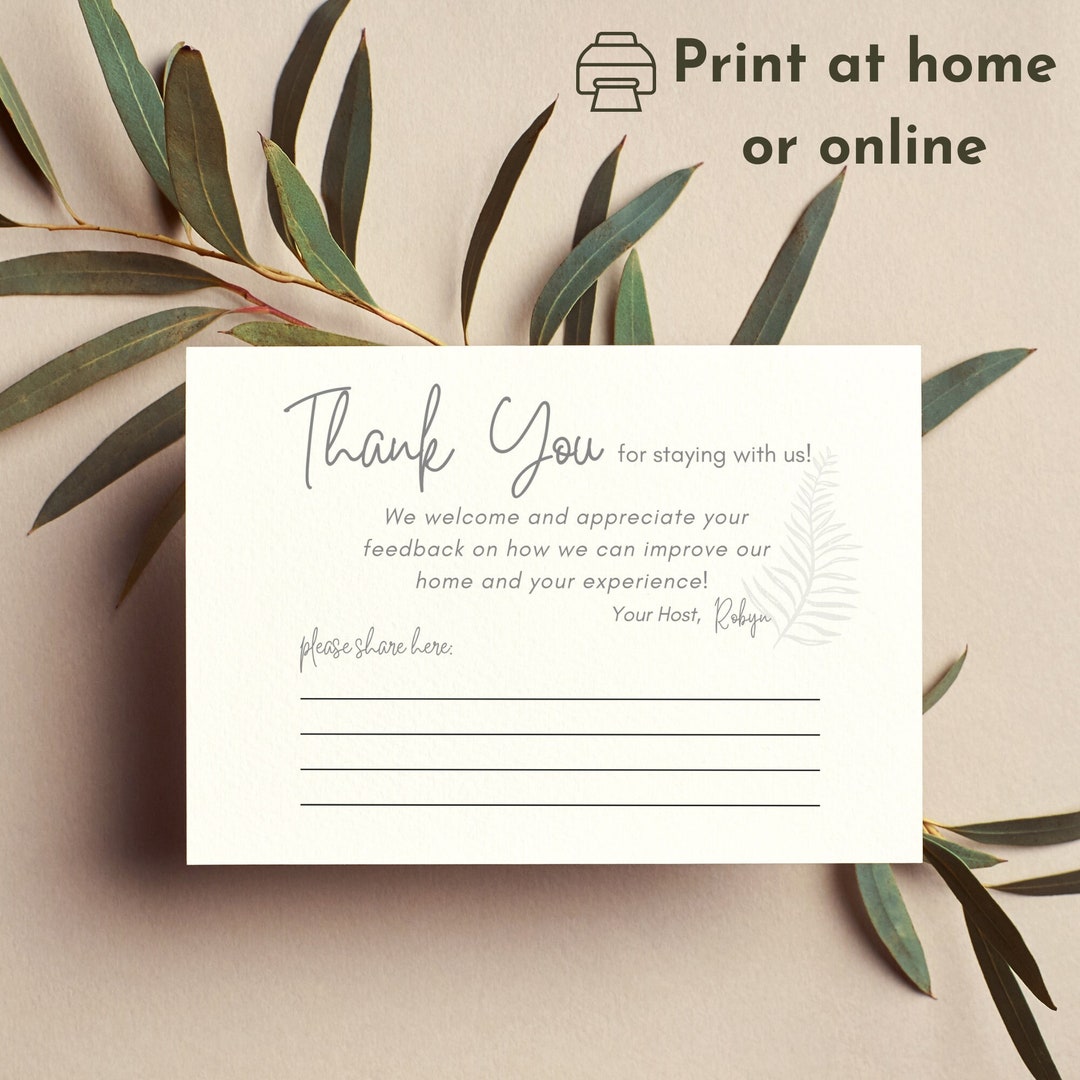 Airbnb Host Thank You Card Template: Vacation Rental Feedback (digital ...