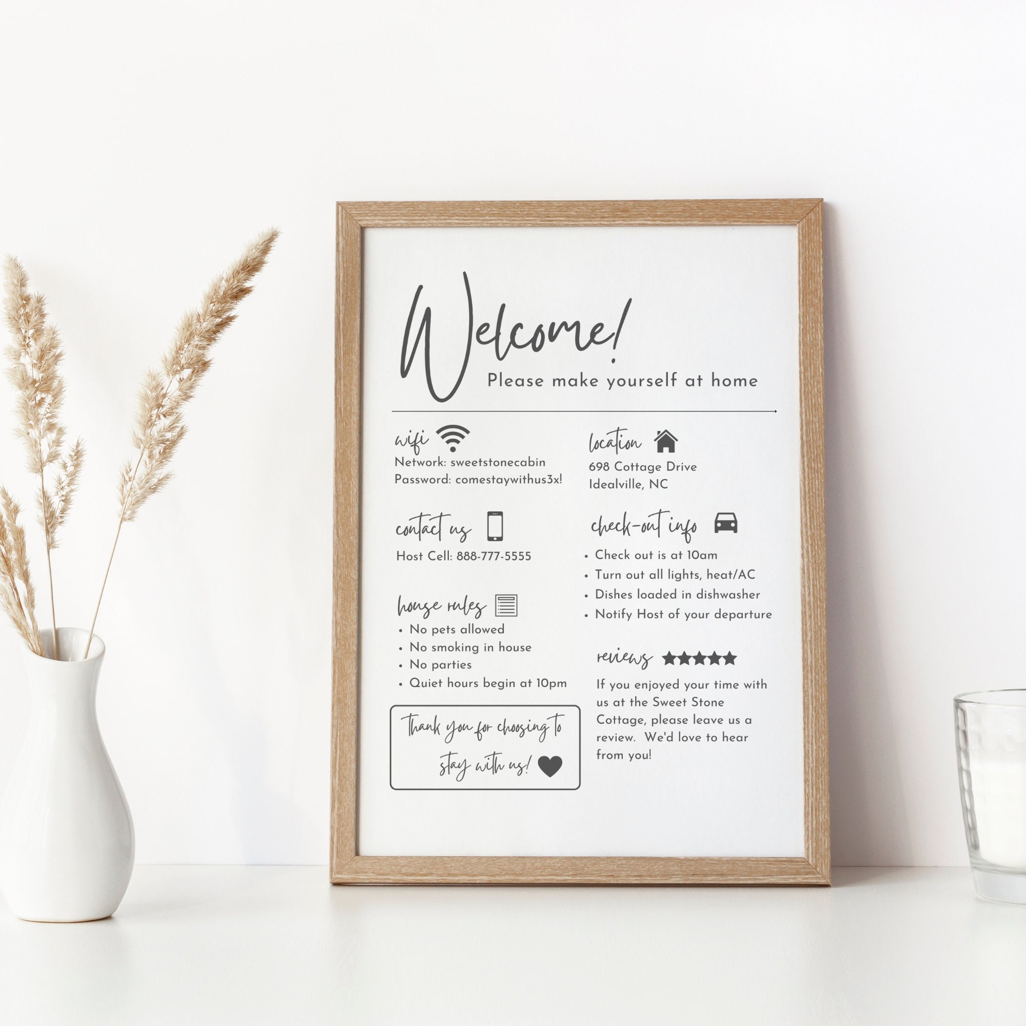 Welcome Sign Template for Airbnb Hosts House Rules Vacation - Etsy