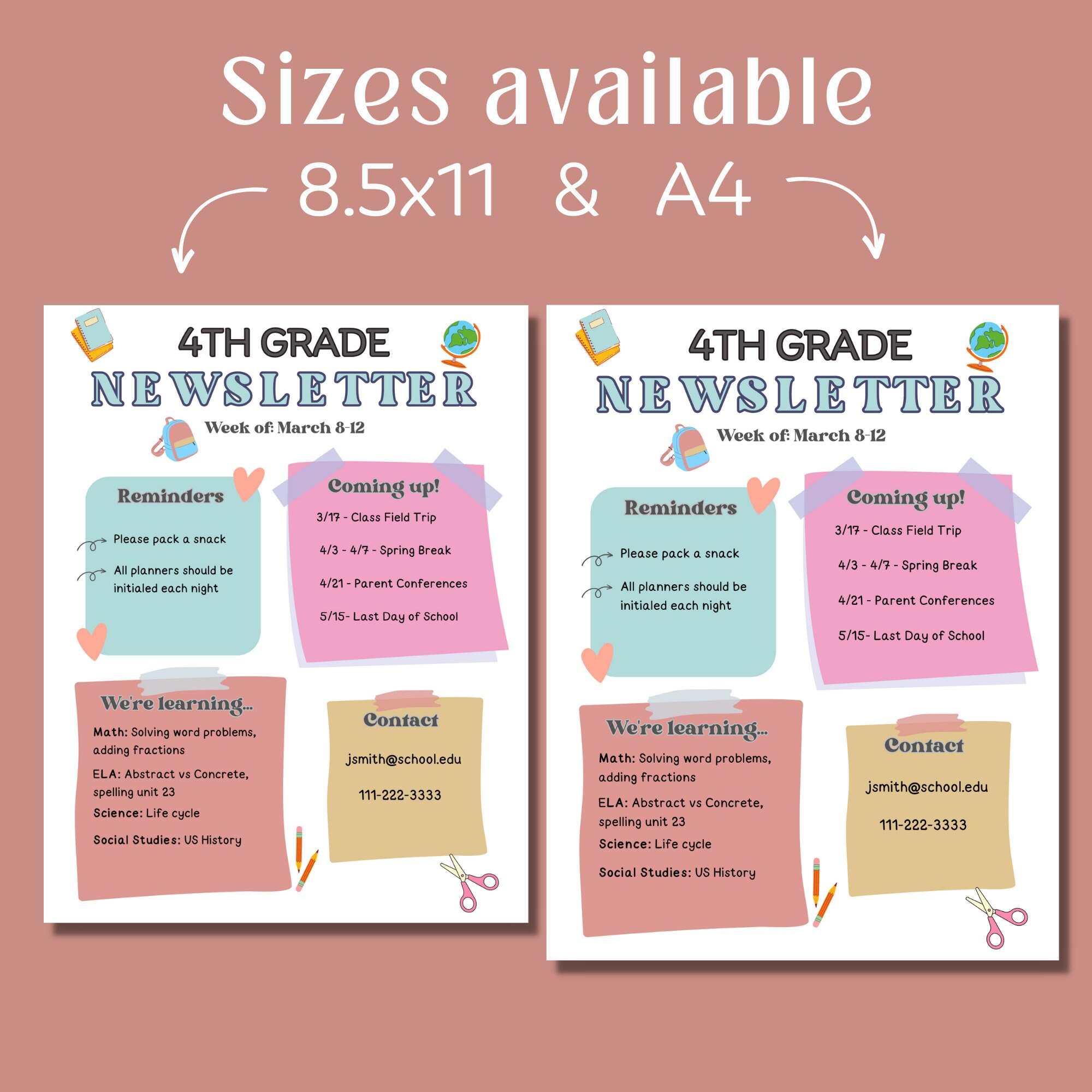 Boho Classroom Newsletter Template: Editable Teacher Handout (digital ...