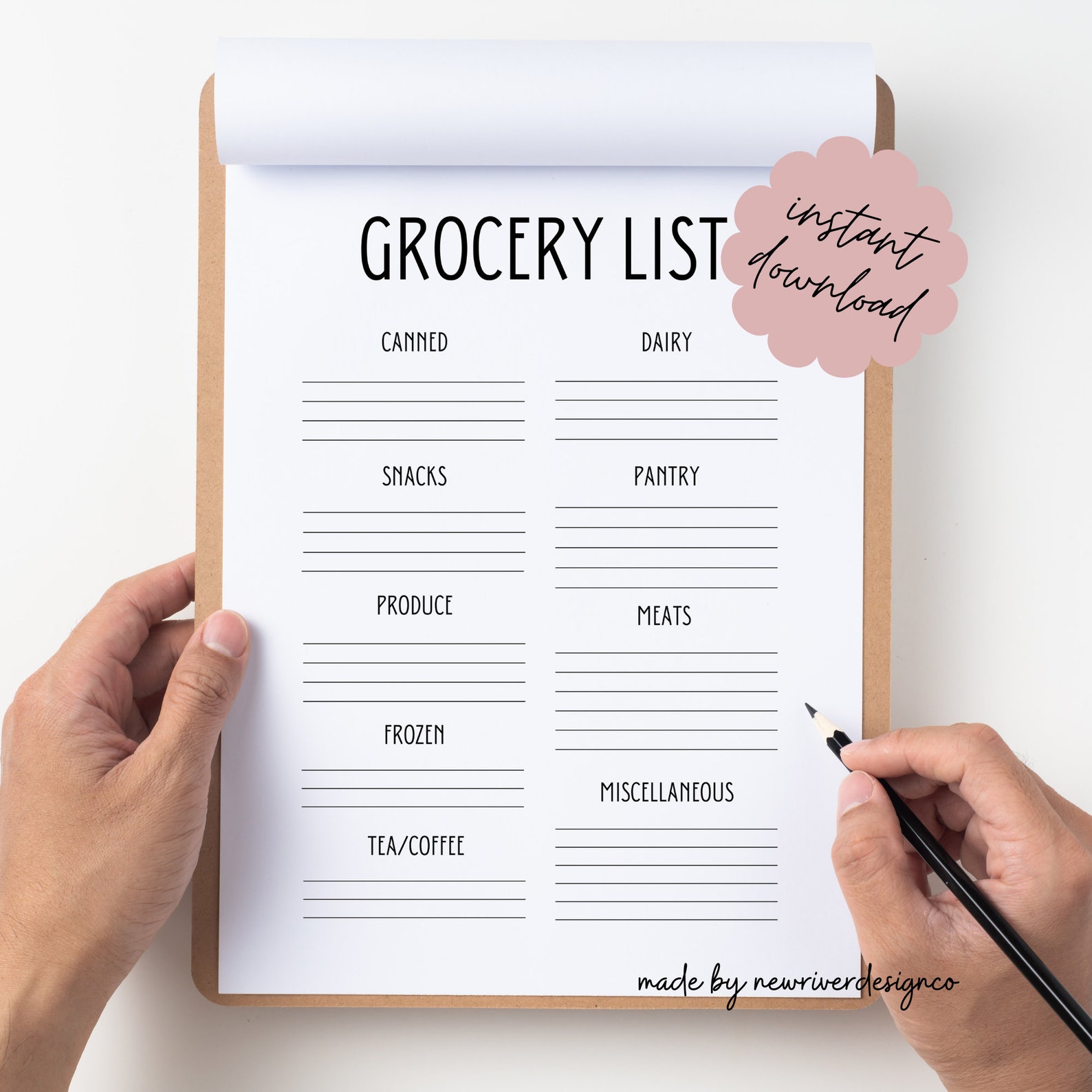 Grocery Store Checklist Printable Grocery Store List | Etsy