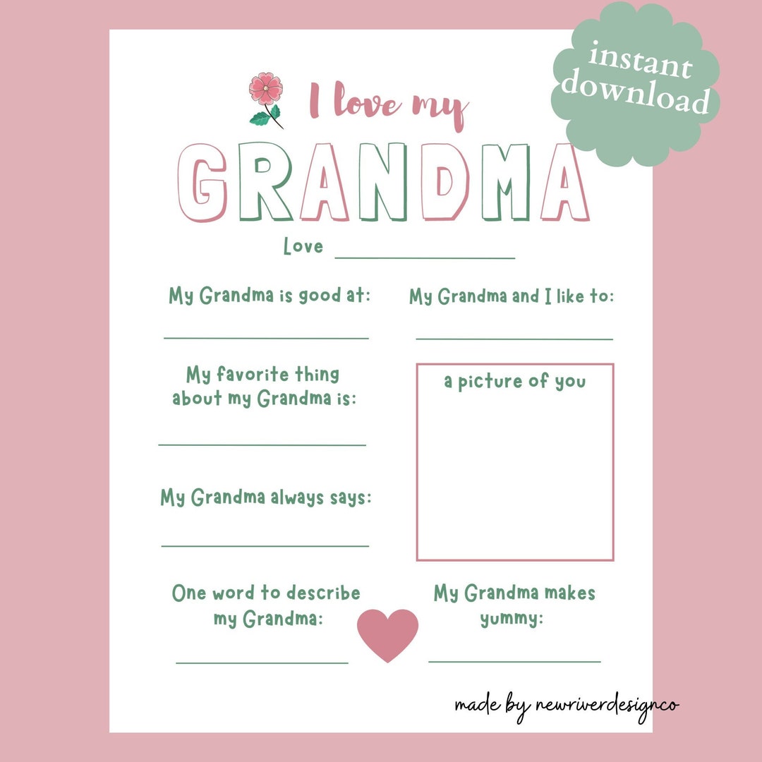 I Love My Grandma Printable, Mother's Day Questionnaire, All About My ...