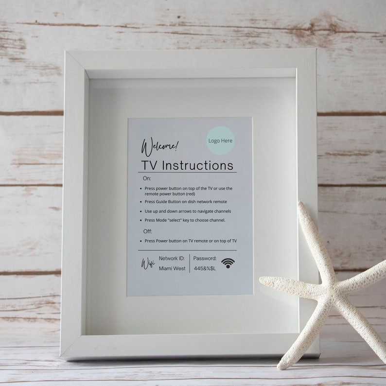 Rental House TV & Wifi Instructions Template (digital Download) - Etsy