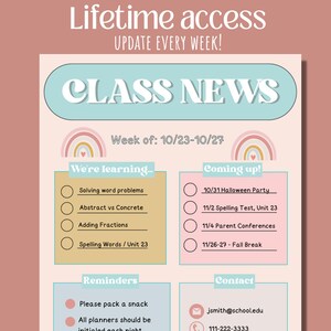 Classroom Newsletter Template, Back to School, Editable Classroom ...