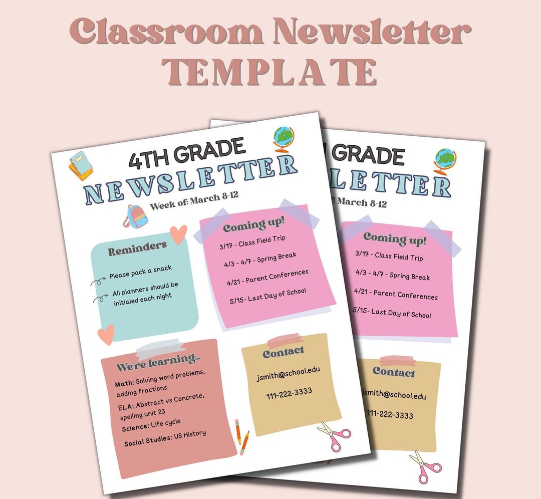 Editable Classroom Handout, Teacher Template, Classroom Newsletter ...