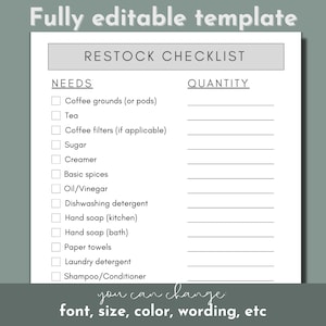 Airbnb Host Inventory Checklist: Editable Restock List (digital ...