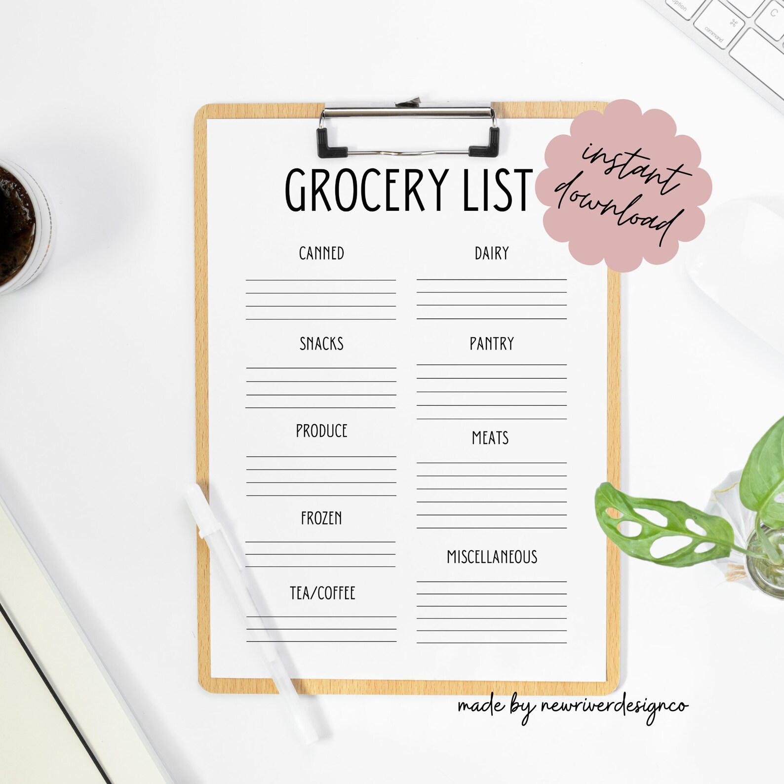Grocery Store Checklist Printable Grocery Store List | Etsy