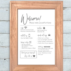 Airbnb Welcome Sign: Vacation Rental Guest Information (digital ...