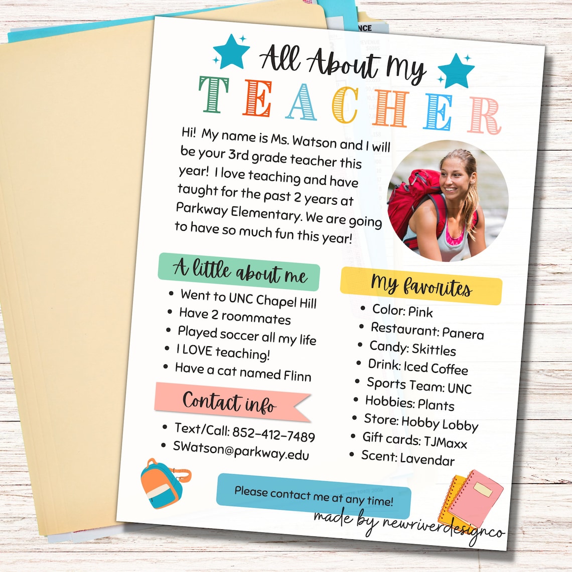 All About My Teacher Template Meet the Teacher Printable Get - Etsy