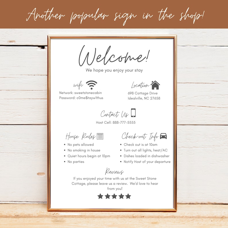 Colorful Airbnb Welcome Sign Template Vacation Rental - Etsy