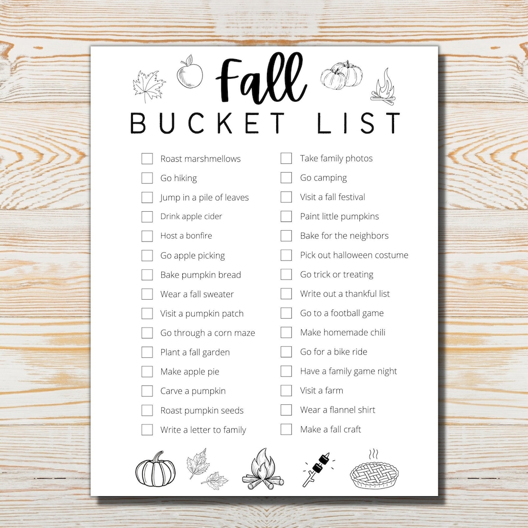 Editable Fall Bucket List, Fun Things to Do This Fall, Printable Fall ...