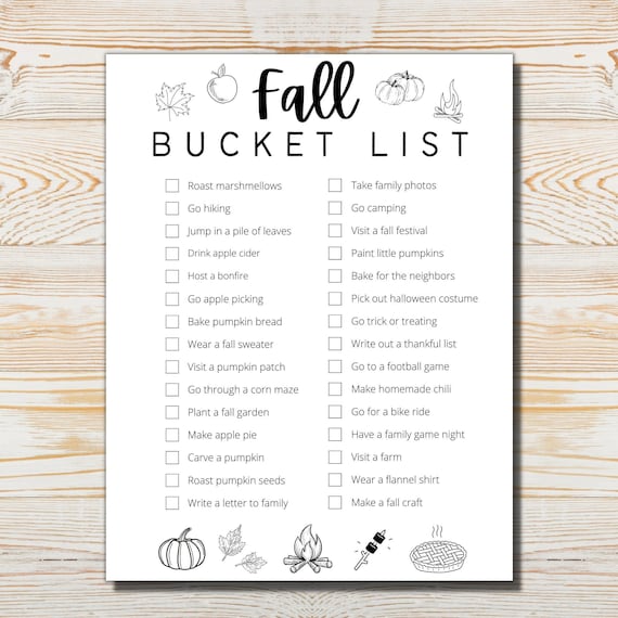 Editable Fall Bucket List Fun Things to Do This Fall - Etsy