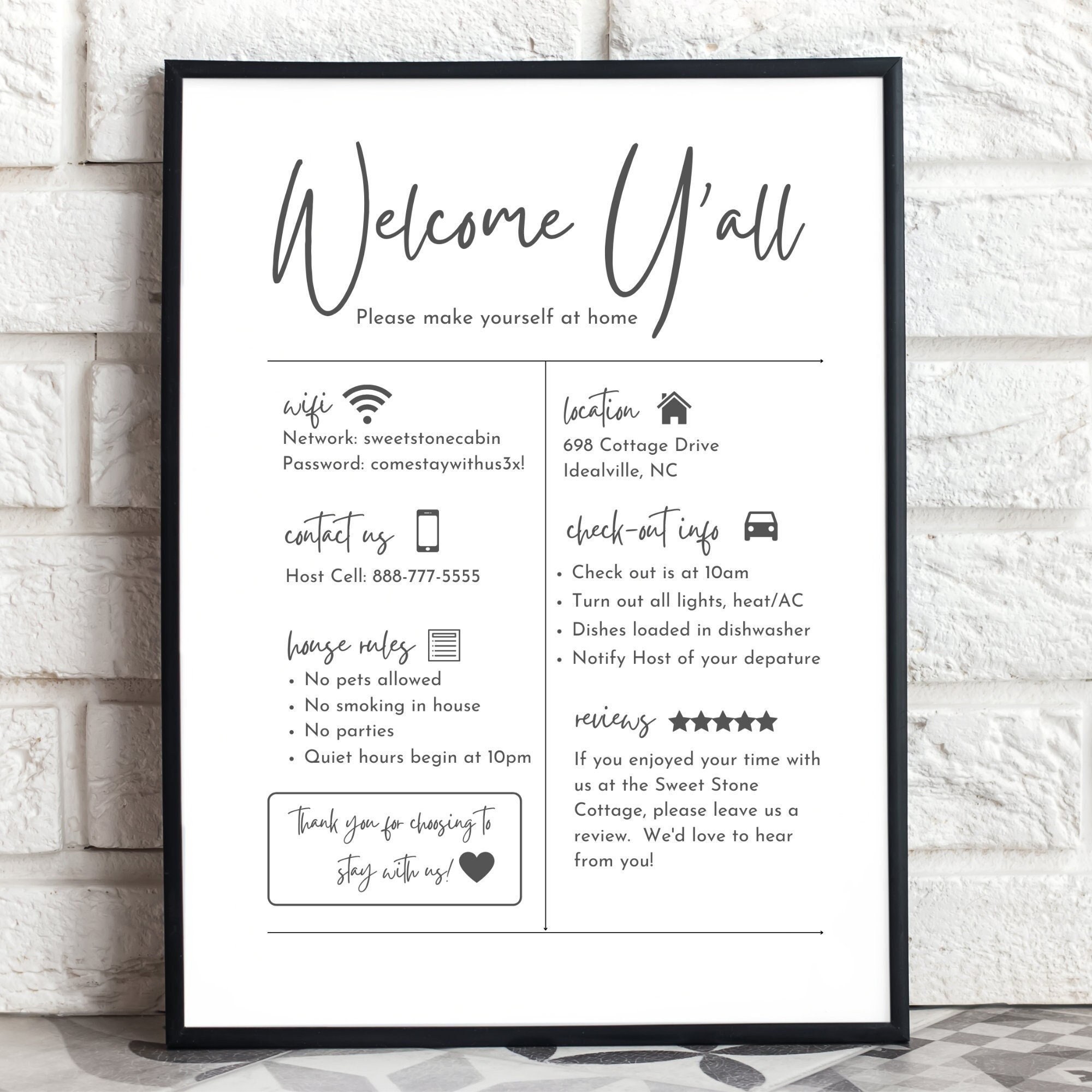 Airbnb Welcome Sign, Vacation Rental Printable, Editable Template ...