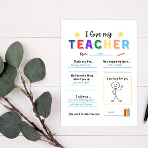 Teacher Appreciation Card: Fill-in Printable Gift (digital Download) - Etsy