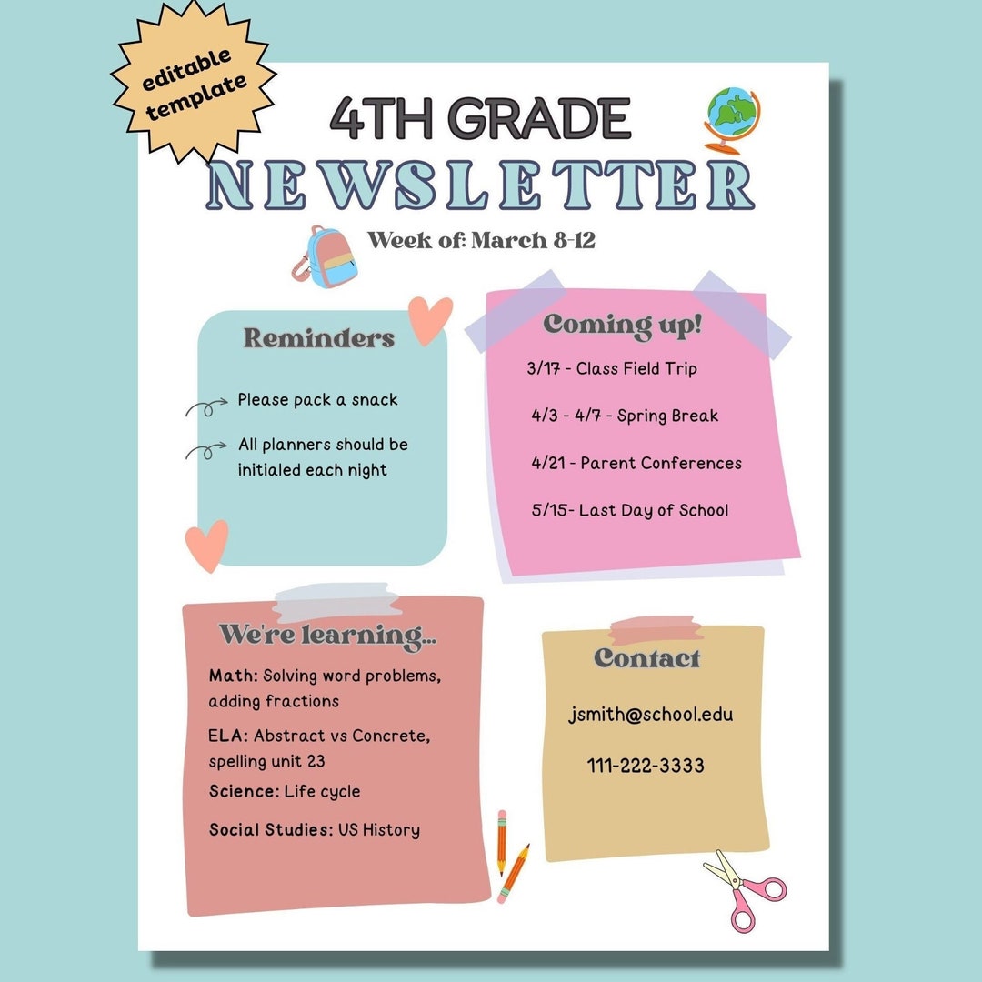 Boho Classroom Newsletter Template: Editable Teacher Handout (digital ...