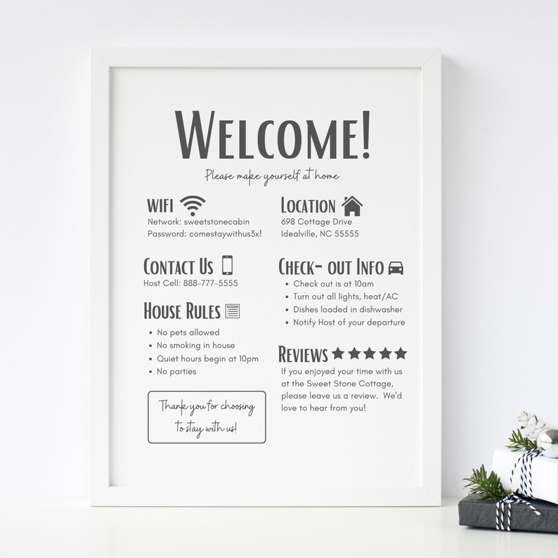 Airbnb Welcome Sign Template: Vacation Rental House Rules (digital ...