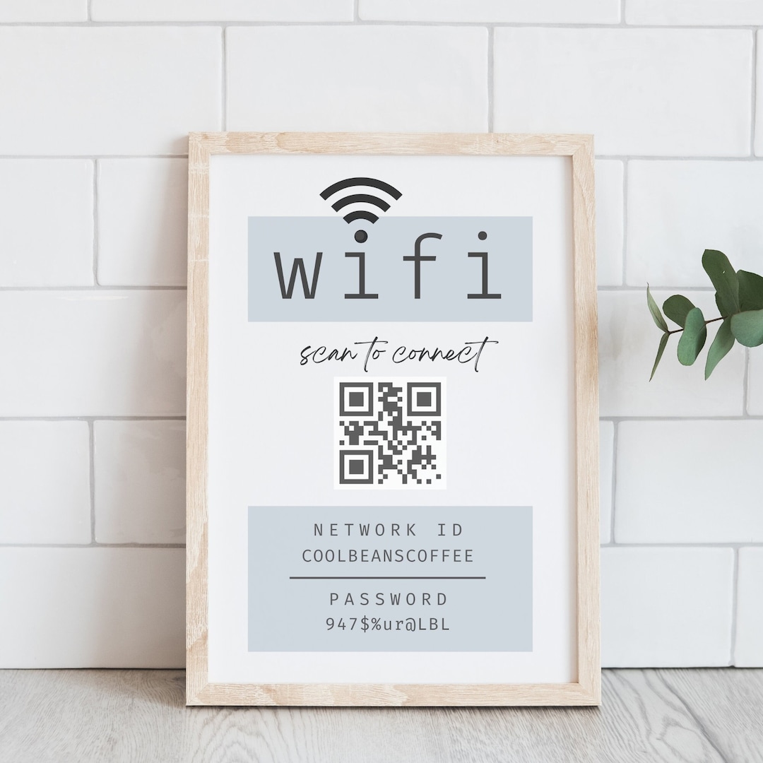 Wifi QR Code Sign, Editable Wi-fi Template, 1 Page Sign for Airbnb, QR ... Wifi QR Code Sign, Editable Wi-fi Template, 1 Page Sign for Airbnb, QR ...