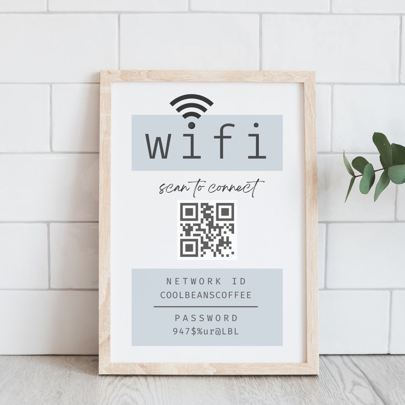 Wifi Qr Code Sign Editable Wi Fi Template 1 Page Sign For Etsy