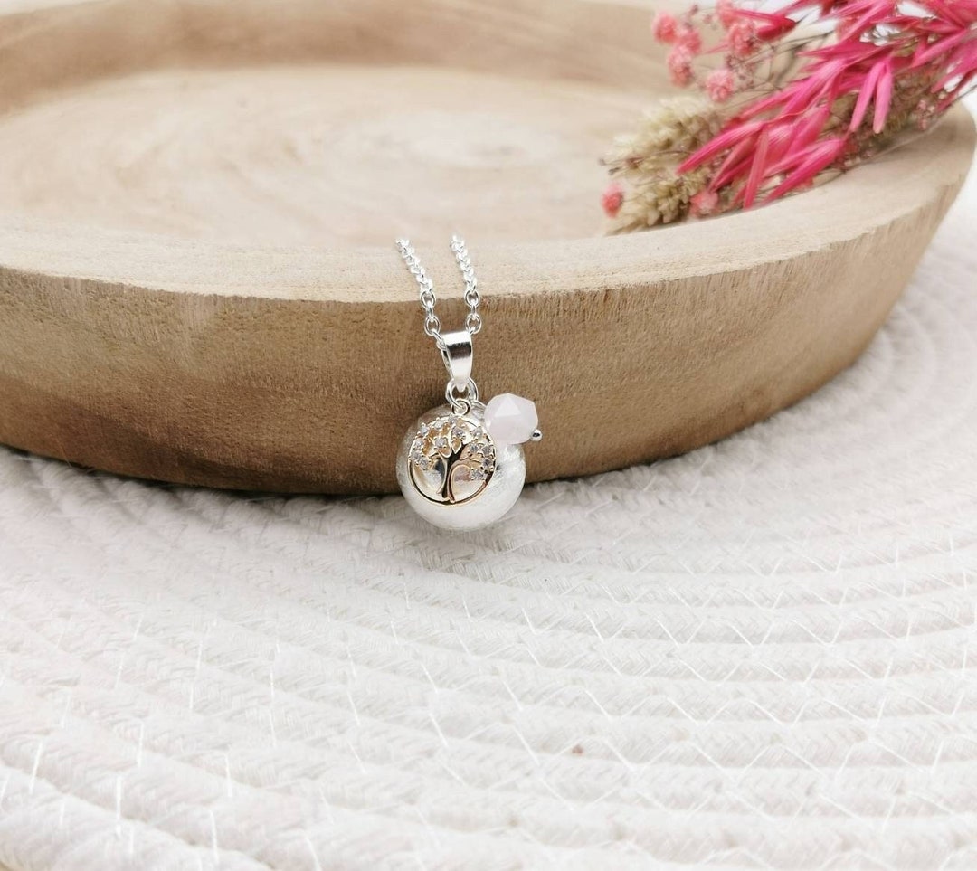 Silver Pregnancy Bola Tree of Life and Hexagonal Pearl - Etsy
