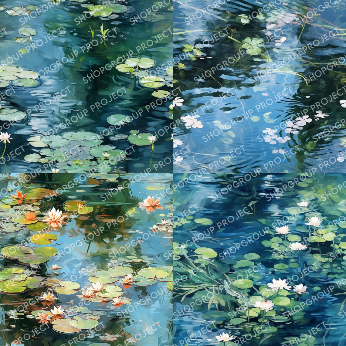 16 Seamless Water Patterns, Pond Digital Paper, Ocean Junk Journal ...