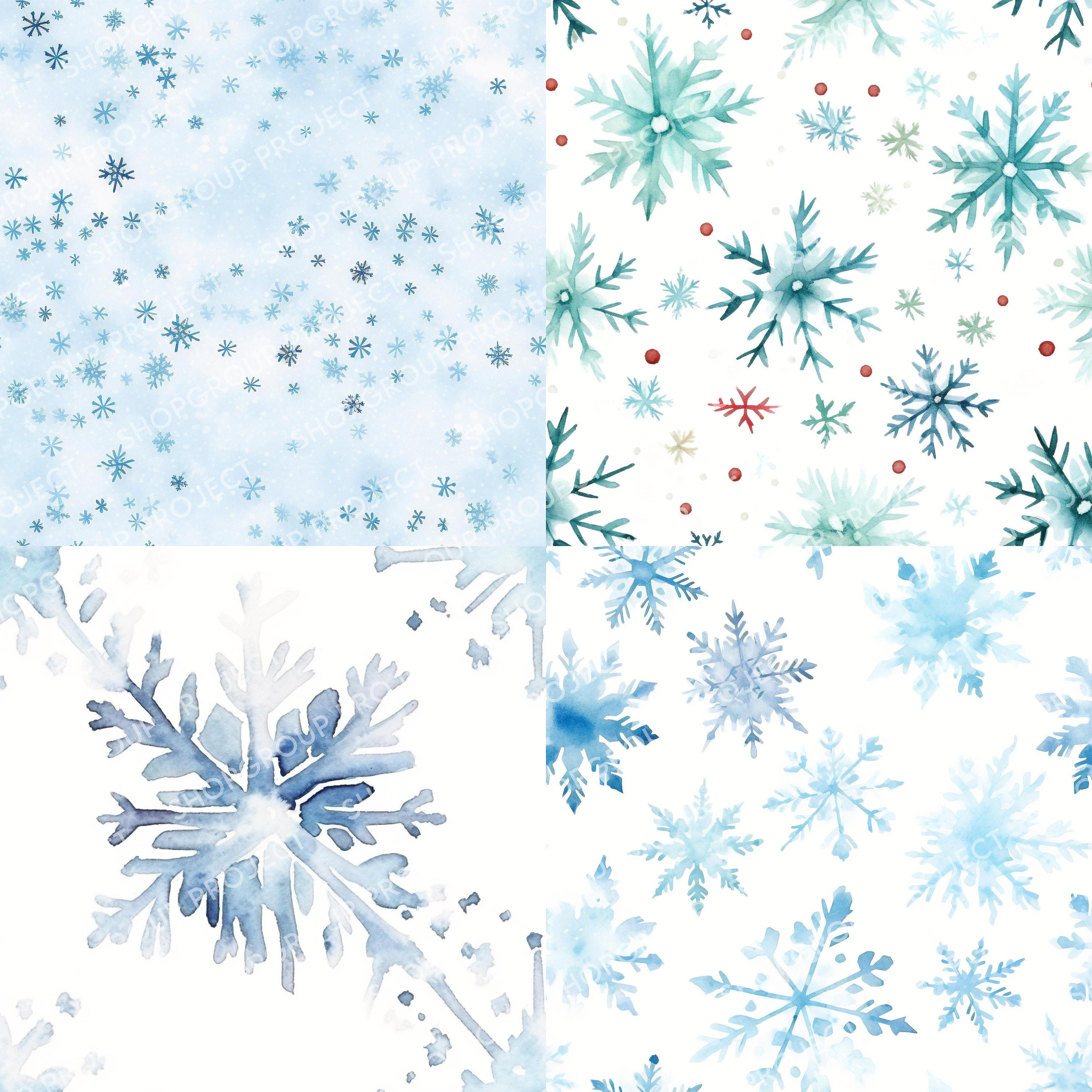 WATERCOLOR SNOWFLAKE BUNDLE, Digital Seamless Pattern, Multicolor, Xmas ...