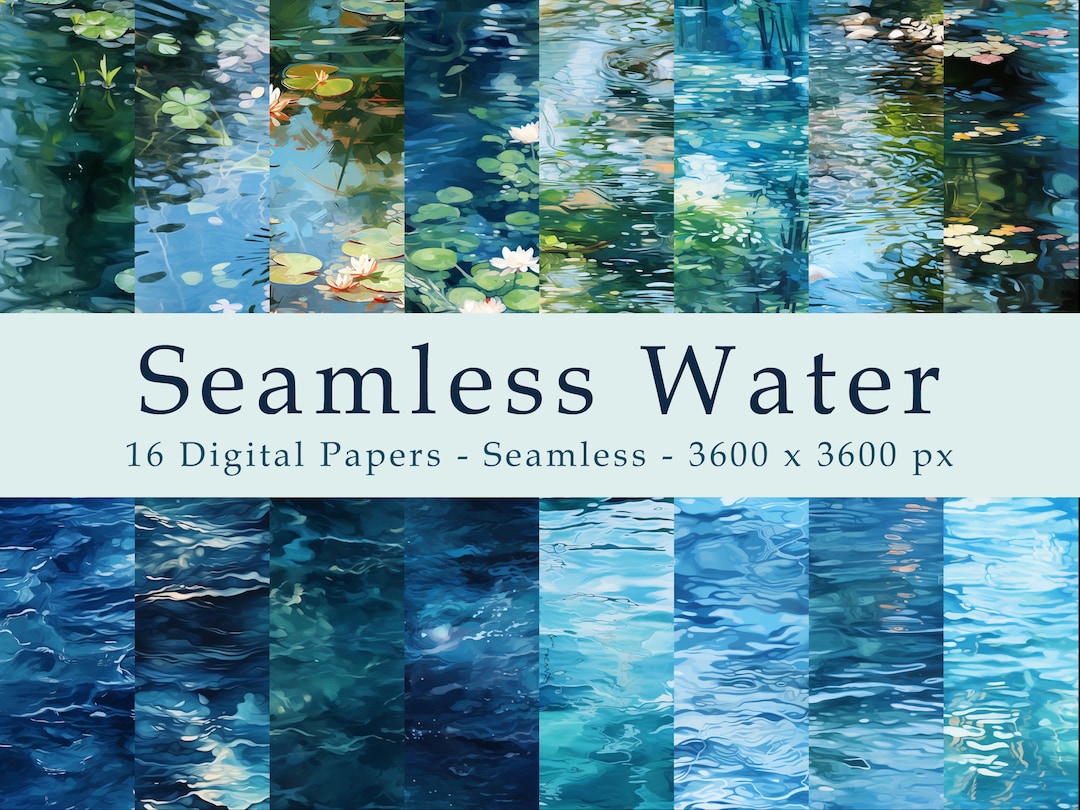 16 Seamless Water Patterns, Pond Digital Paper, Ocean Junk Journal ...