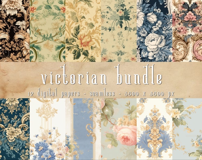 Victorian Era Styled Elegant Floral Vintage Styled Wallpaper Patterns ...