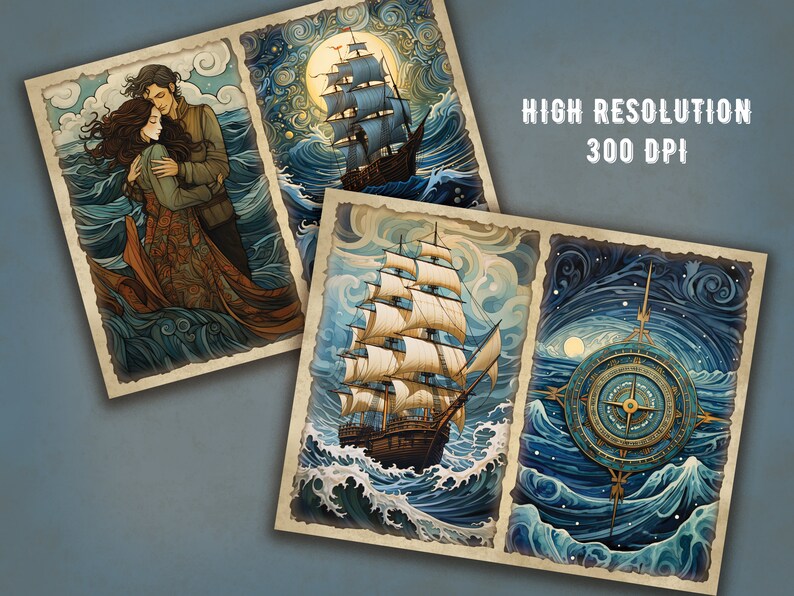 Whimsical Nautical Junk Journal Pages, Digital Scrapbook Paper Kit ...