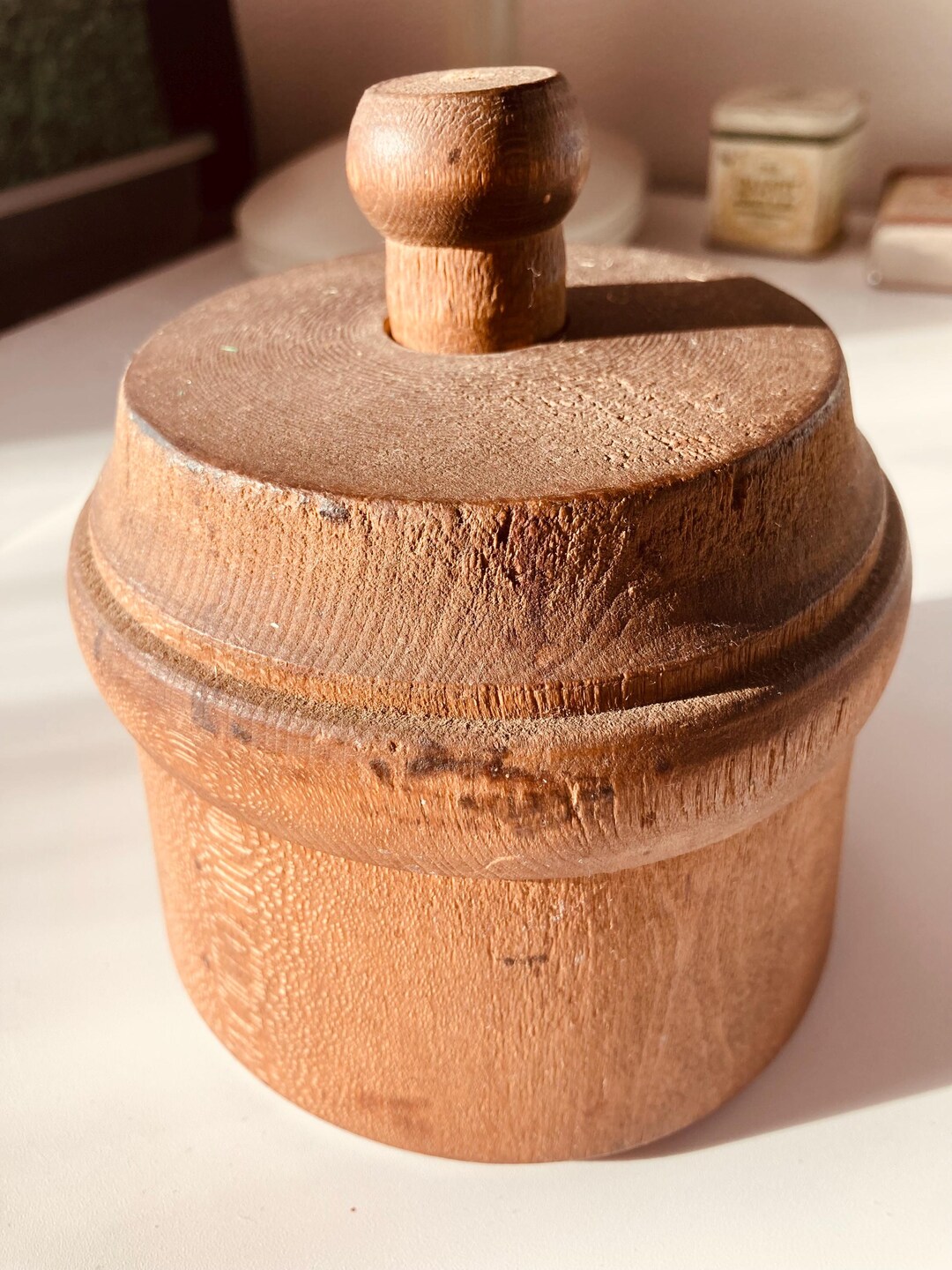 Vintage Wooden Circular Butter Press - Etsy