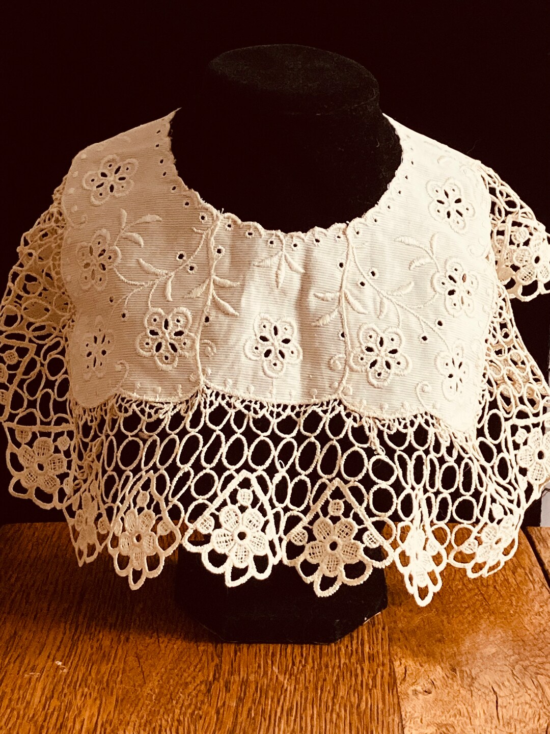 Vintage Handmade Lace Box Collar - Etsy