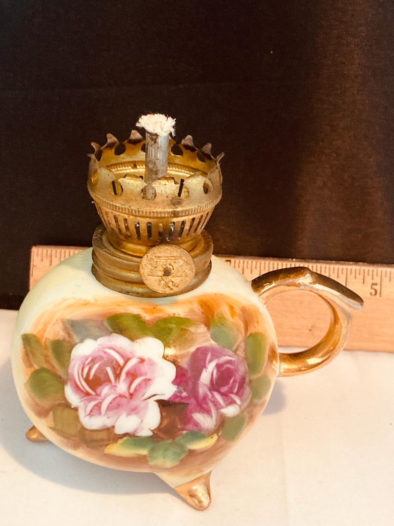 Enesco Miniature Porcelain Han Painted Oil Lamp - Etsy