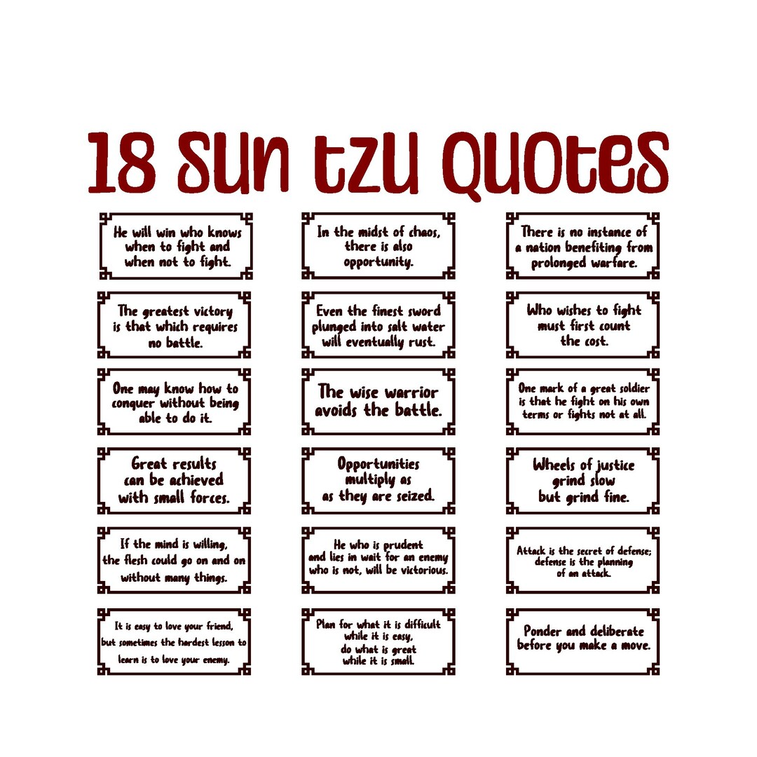 Sun Tzu Art Of Way Quotes SVG Sun Tsu Chinese spreekwoorden JPG PNG ...