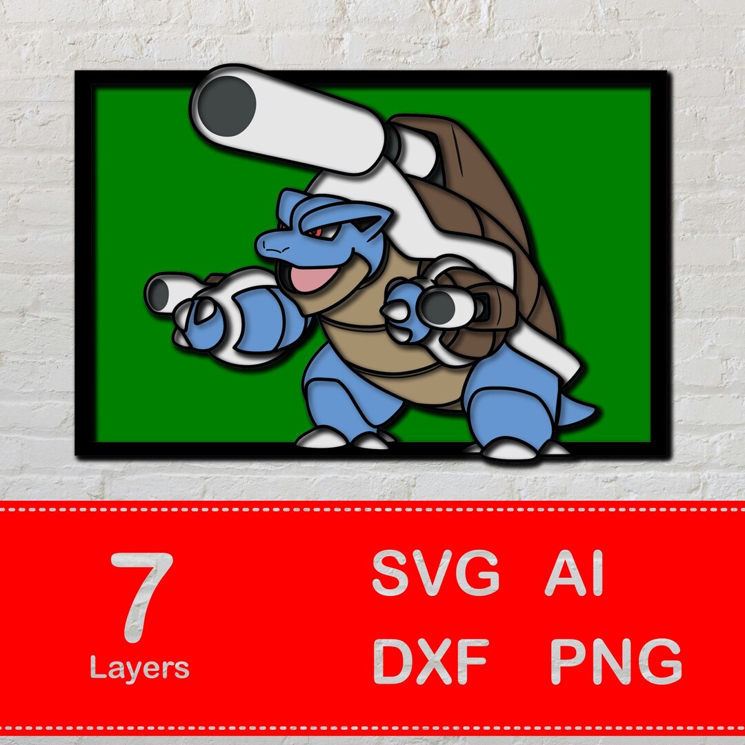 Blastoise Multilayer Anime SVG DXF Design Pokemon Wood Steel Paper ...