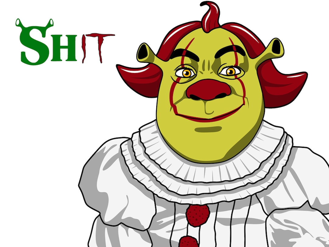 Shrek It Pennywise Color Layered SVG, Funny LOL Crossover Illustration ...