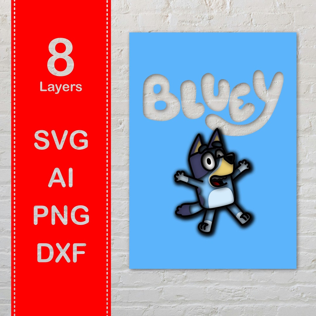 Bluey Cartoon Character Layered SVG DXF Design Wood Steel Paper ...