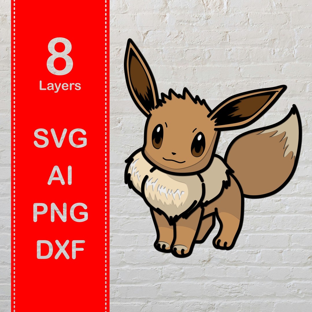 Eevee Layered SVG DXF Design Pokemon Wood Steel Paper Cardboard Stacked ...