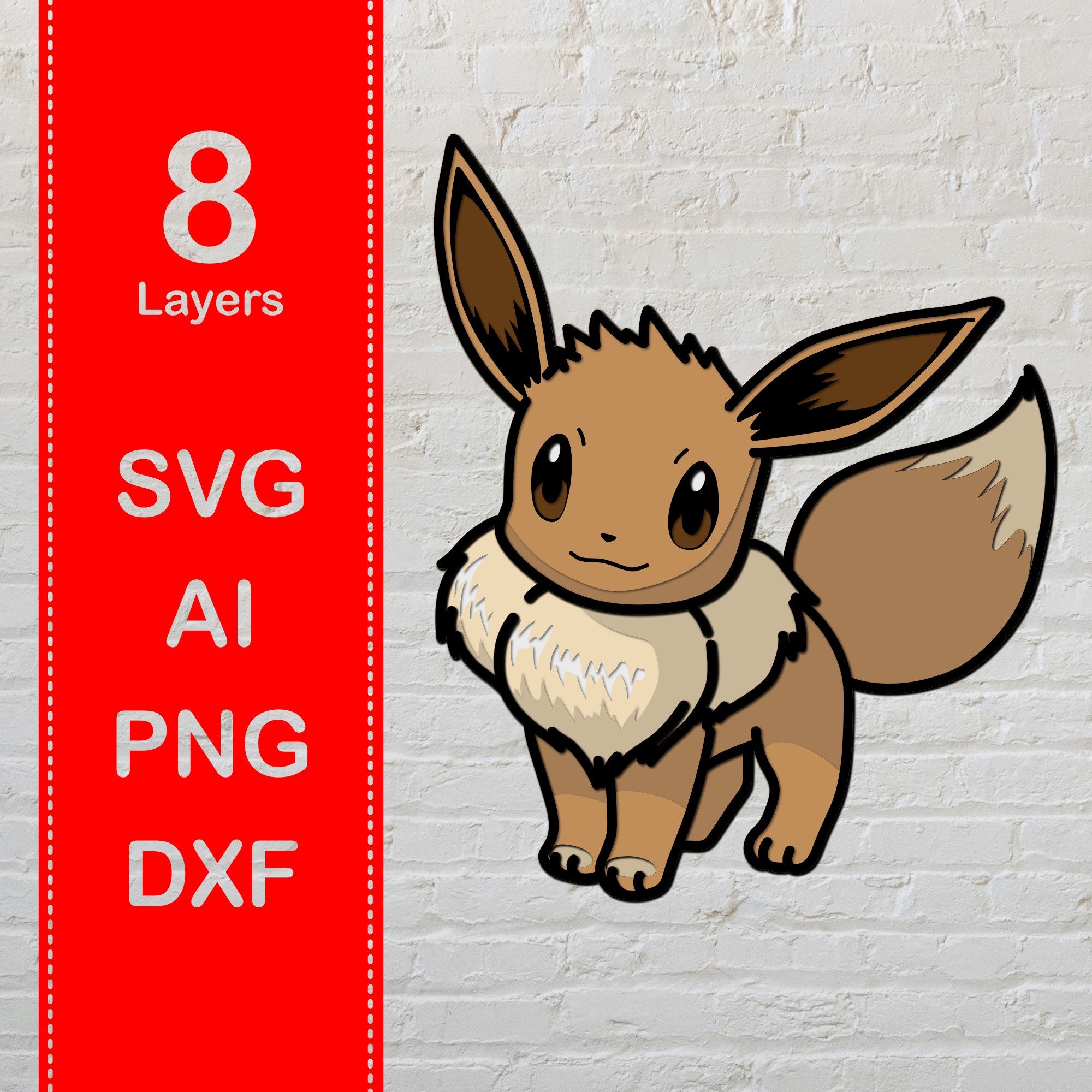 Eevee Multilayer Anime SVG DXF Design Pokemon Wood Steel Paper ...