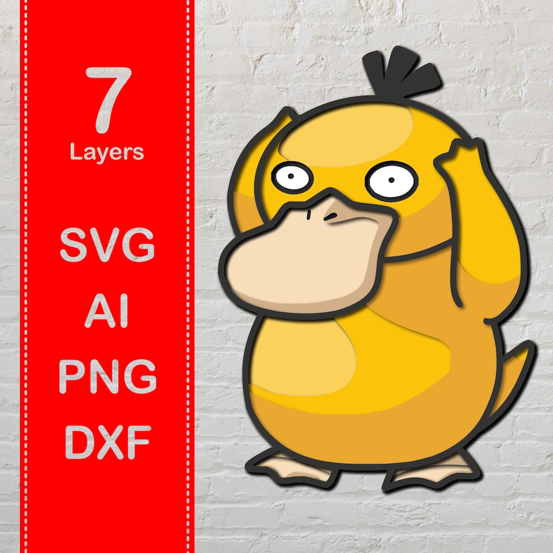 Psyduck Multilayer SVG DXF Design Pokemon Wood Steel Paper Cardboard ...