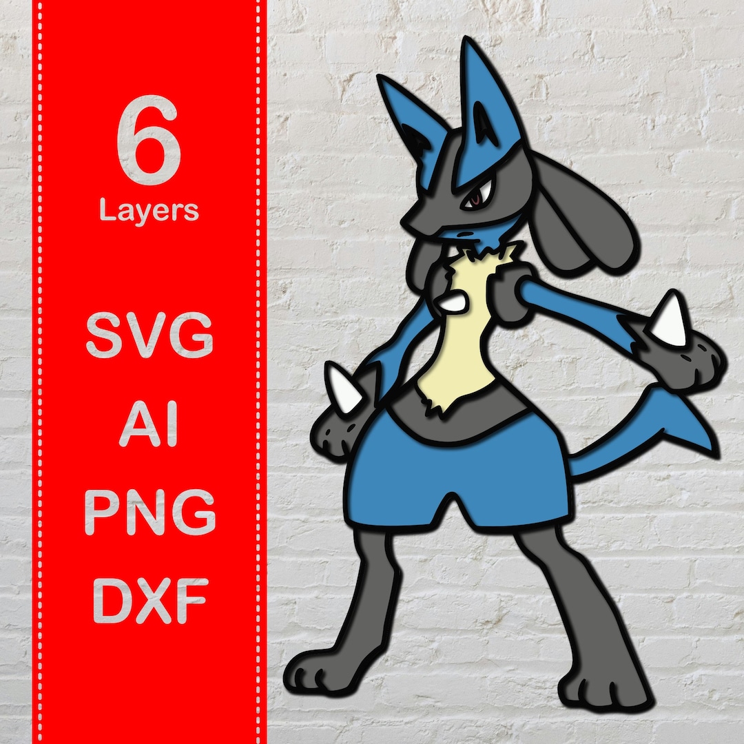 Lucario Multilayer SVG DXF Design Pokemon Wood Steel Paper Cardboard ...