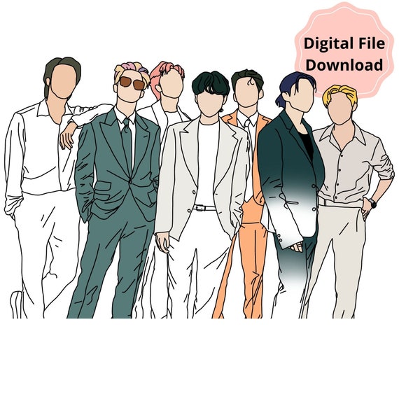 BTS Printable Layered BTS Faceless Portrait BTS Digital | Etsy