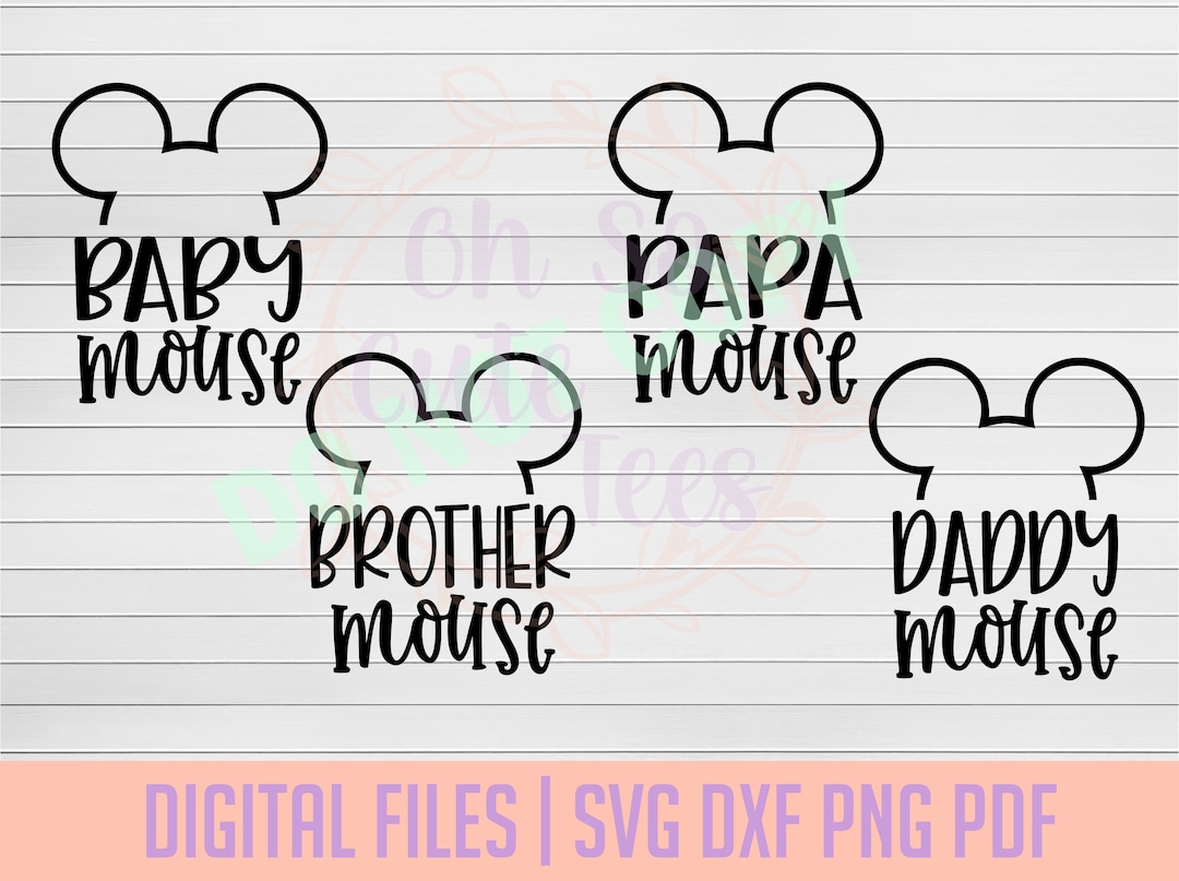 Mouse BUNDLE DIGITAL DOWNLOAD Svg, Dxf, Png, Pdf, Family, Brother Mouse ...